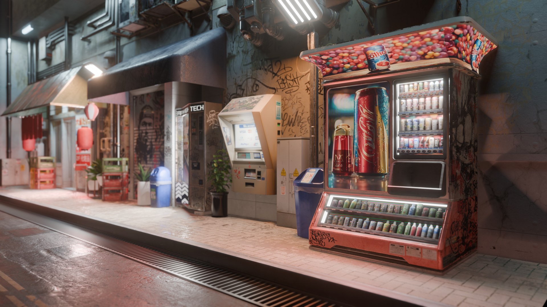 3D Model Cyberpunk Street And Vending Machine - TurboSquid 2258391