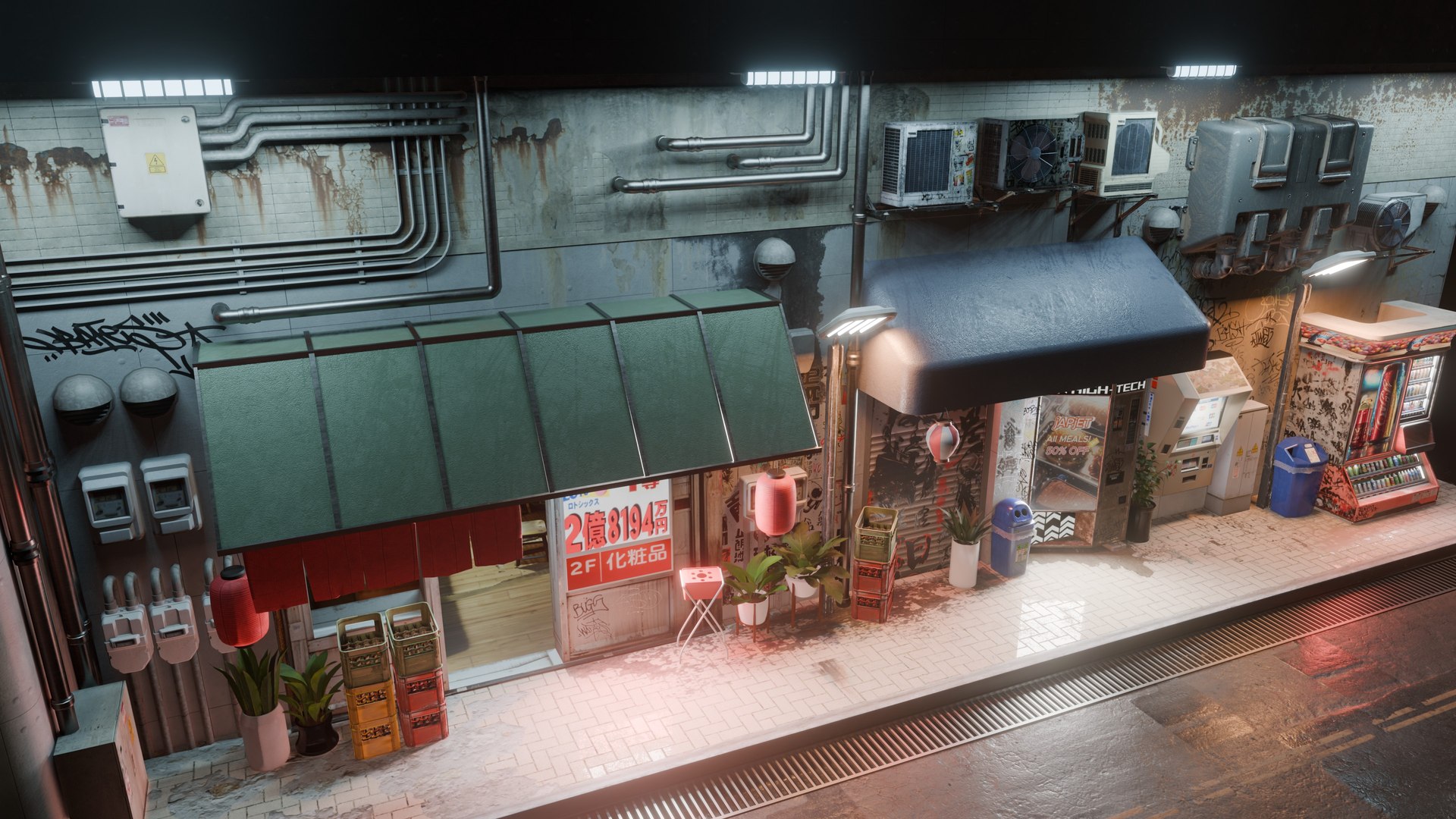 3D Model Cyberpunk Street And Vending Machine - TurboSquid 2258391