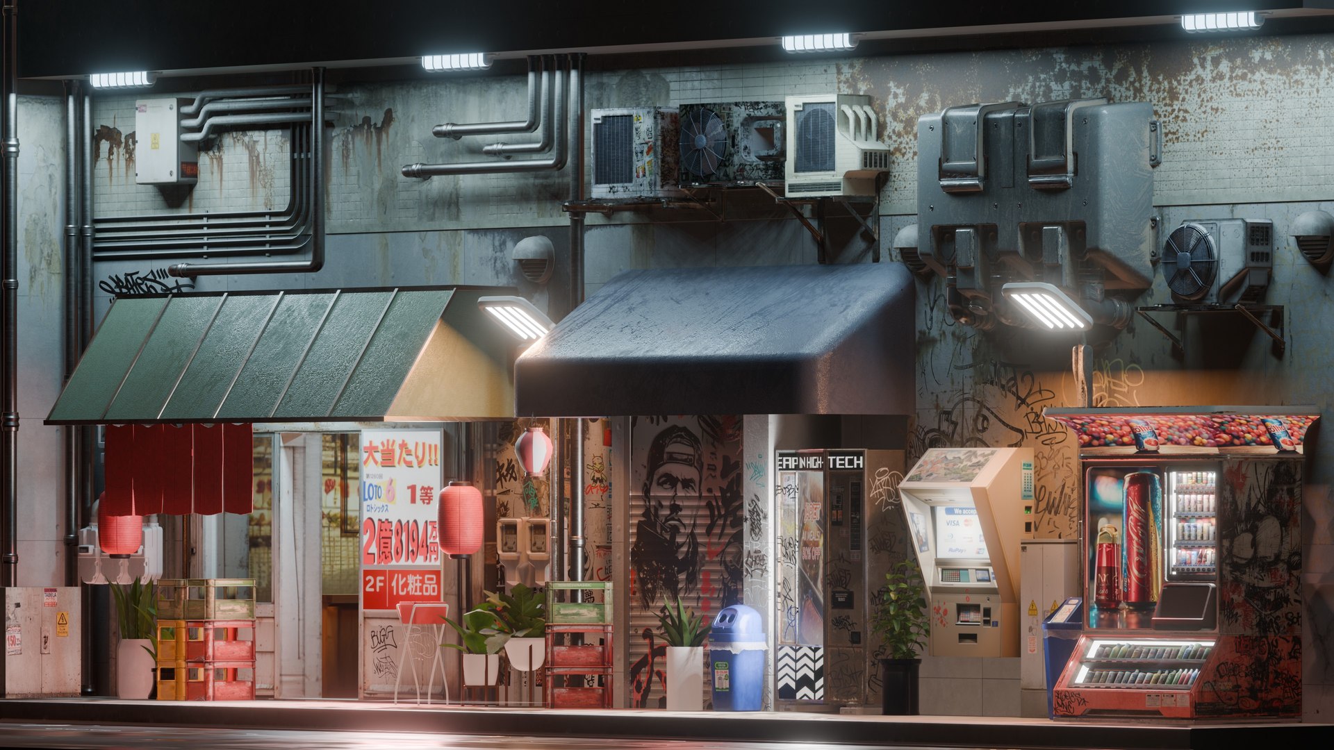 3D Model Cyberpunk Street And Vending Machine - TurboSquid 2258391