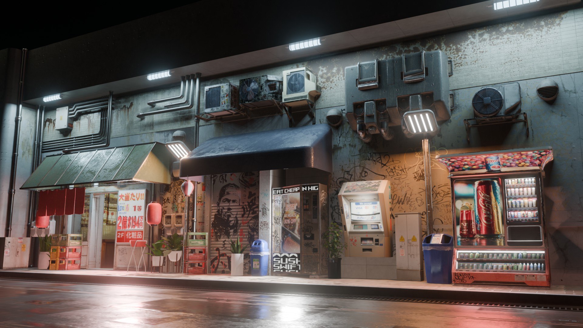 3D Model Cyberpunk Street And Vending Machine - TurboSquid 2258391