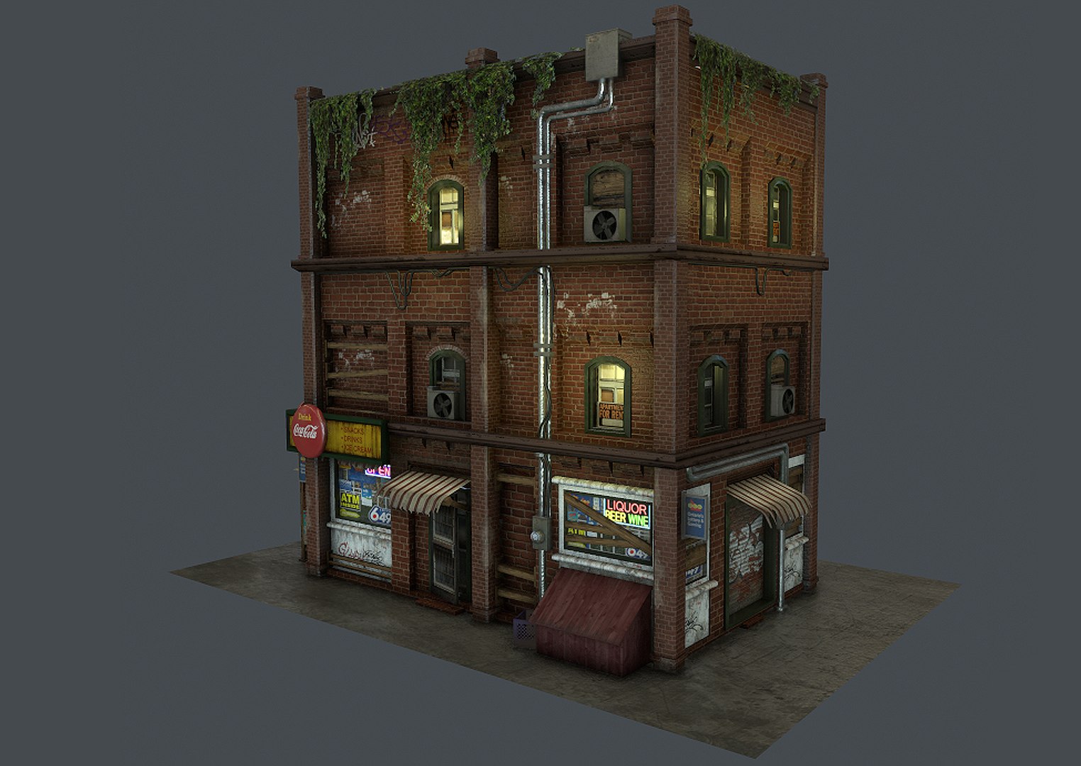 Rundown Store 3d Model