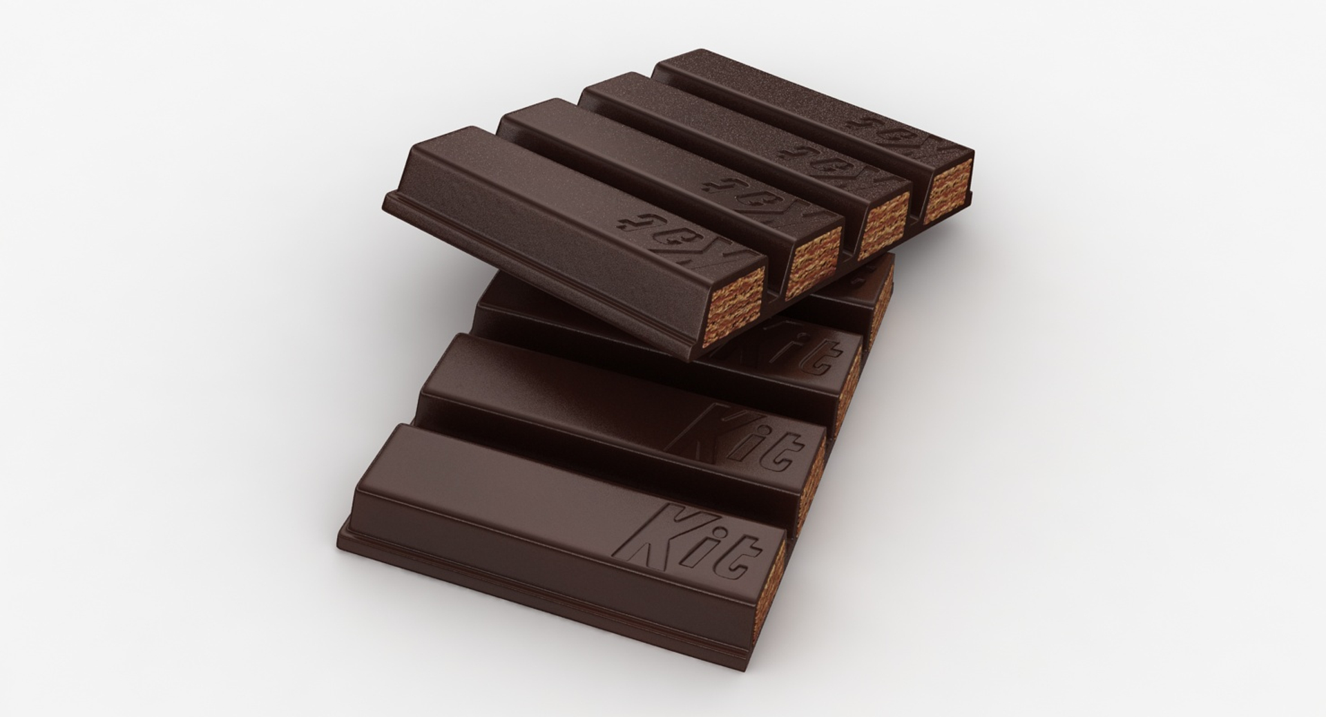3d realistic broken kit kat model