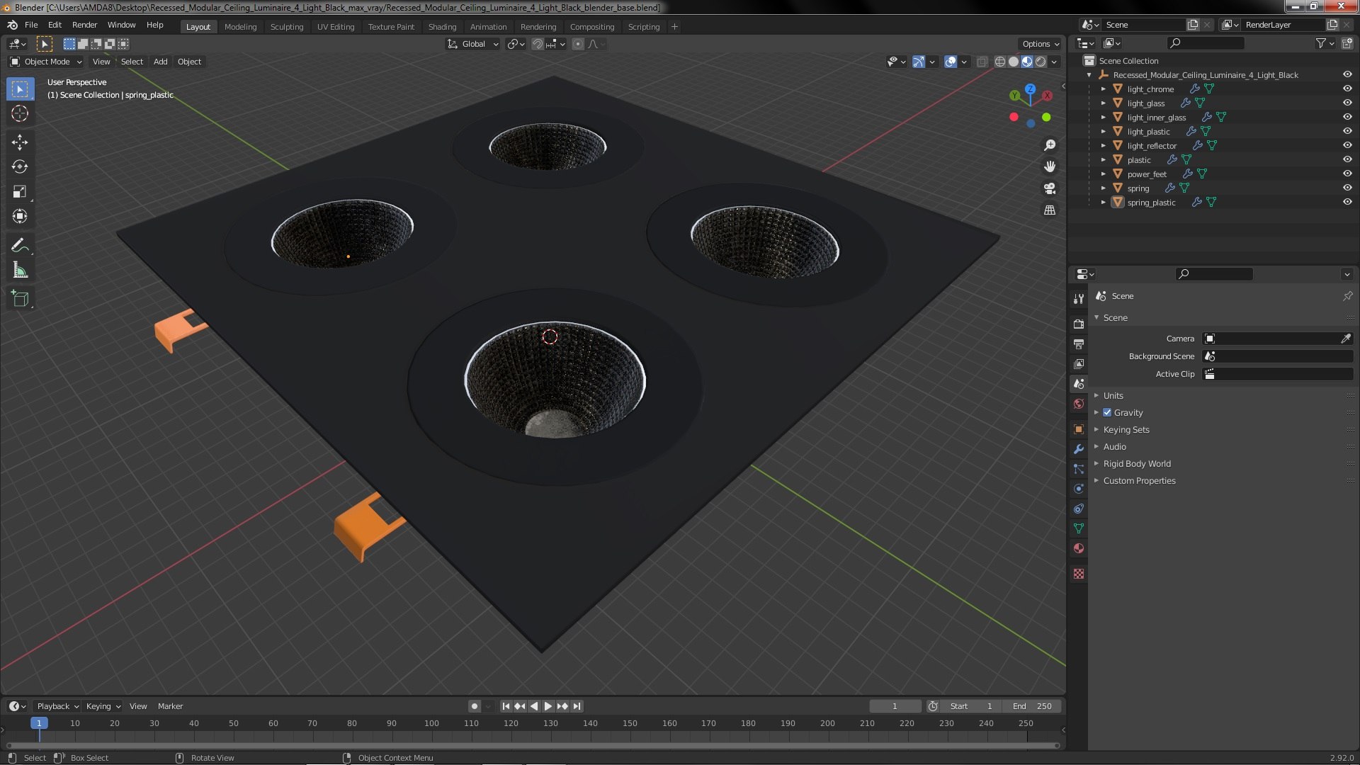Recessed Modular Ceiling Luminaire 4 Light Black 3D - TurboSquid 2079993