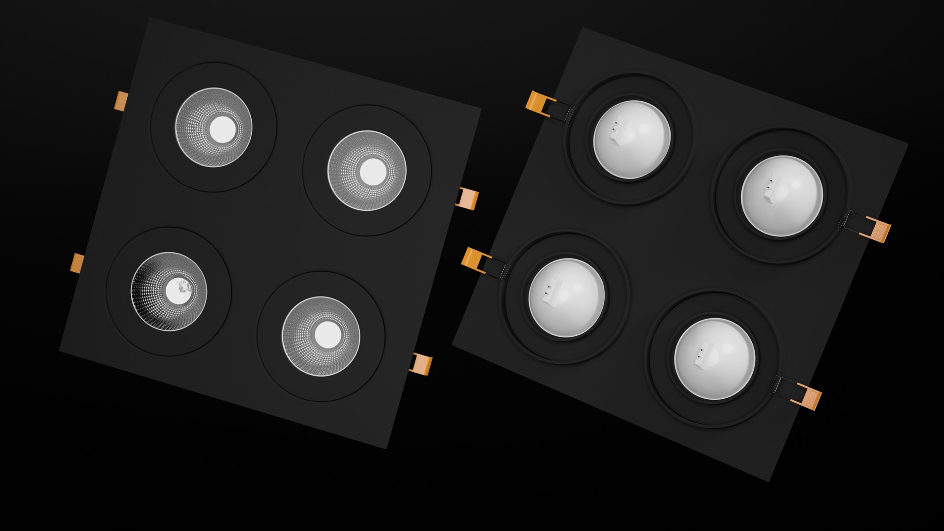 Recessed Modular Ceiling Luminaire 4 Light Black 3D - TurboSquid 2079993