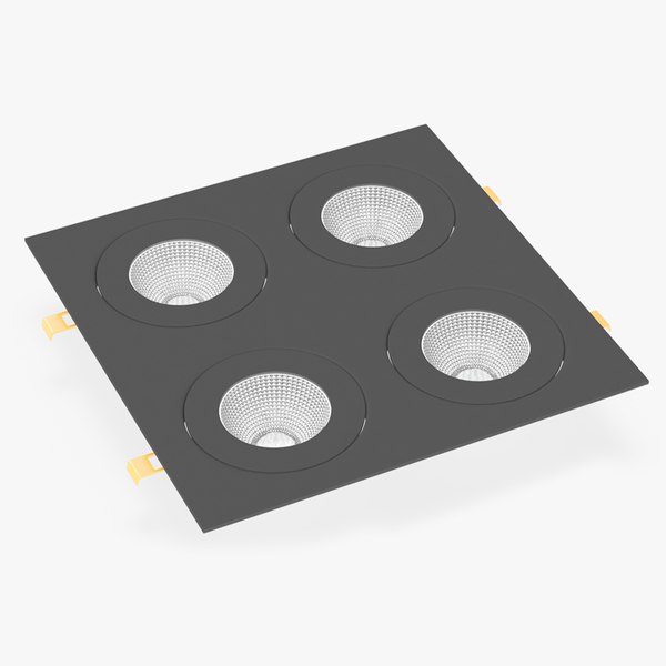 modelo 3d Recessed Modular Ceiling Luminaire 4 Light Black - TurboSquid ...