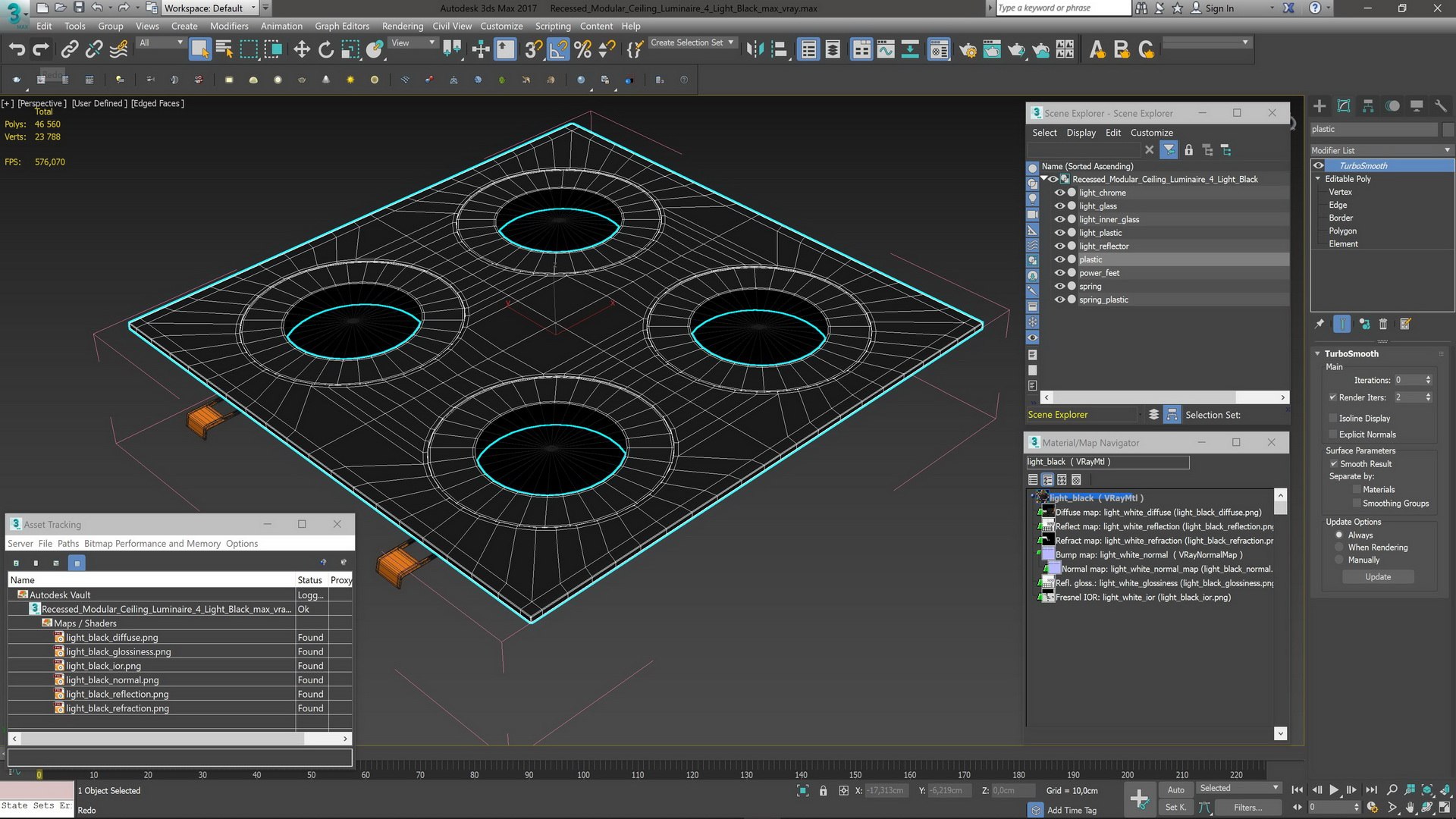 Recessed Modular Ceiling Luminaire 4 Light Black 3D - TurboSquid 2079993
