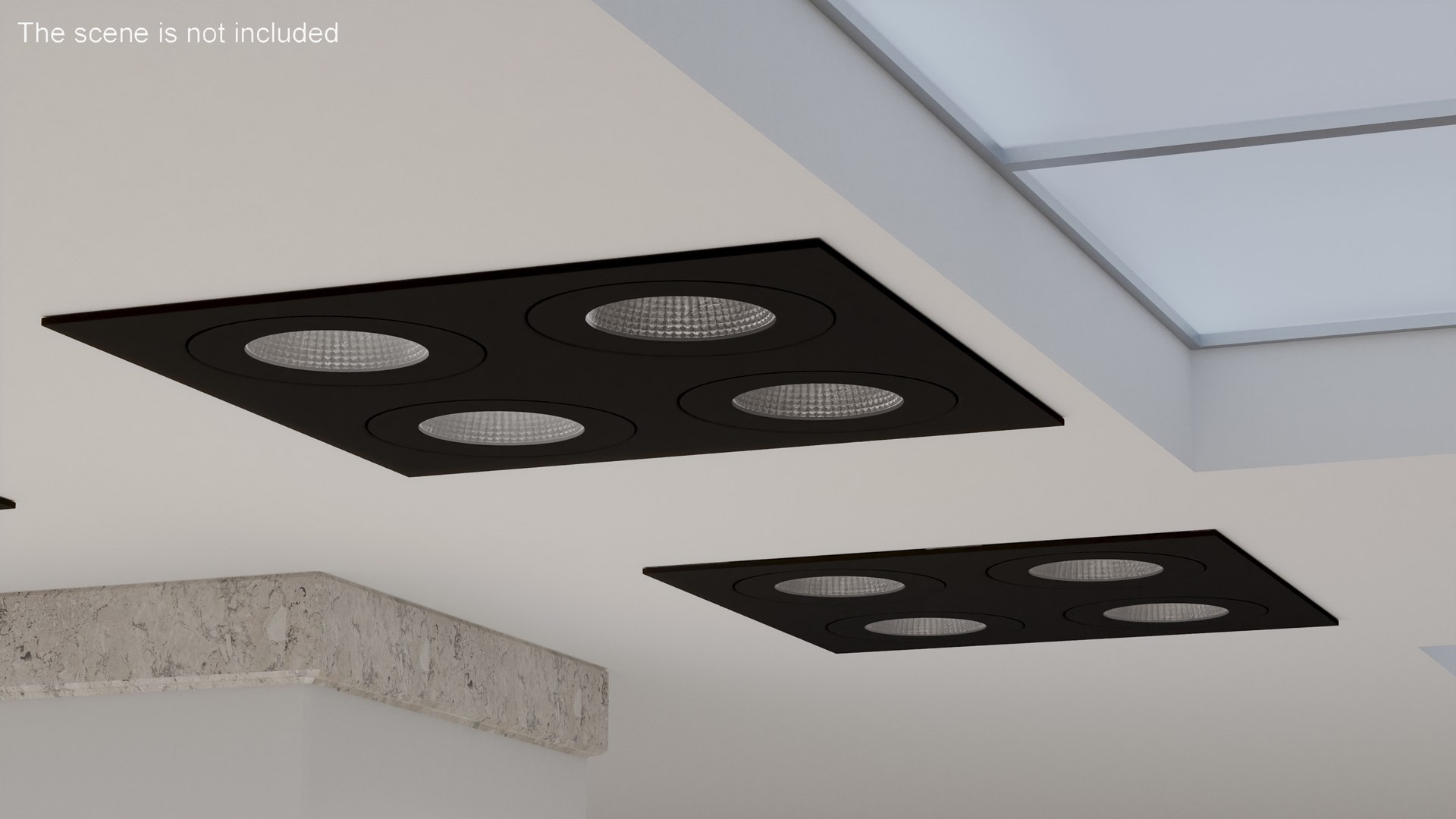 Recessed Modular Ceiling Luminaire 4 Light Black 3D - TurboSquid 2079993