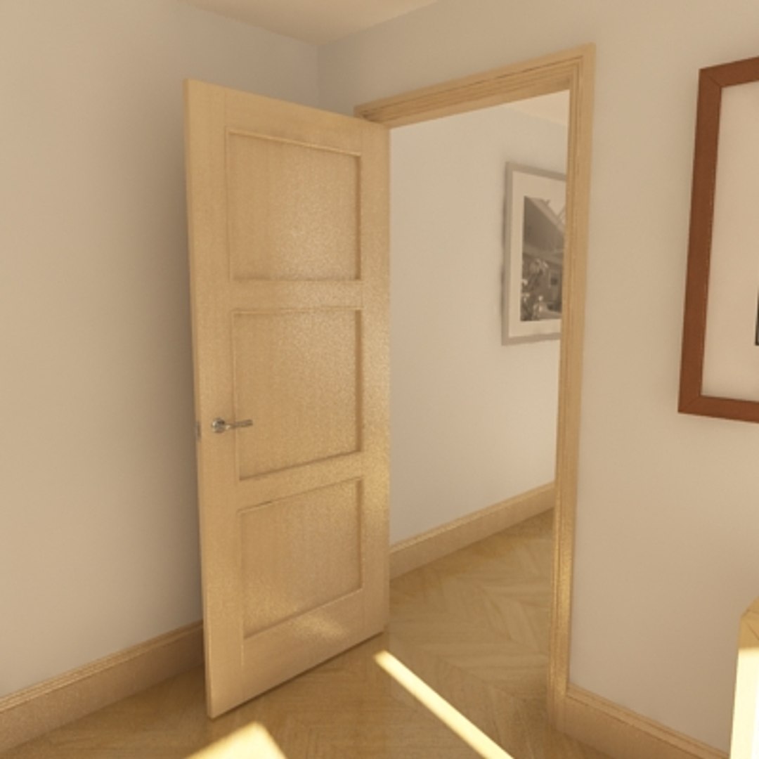 3d Model 3 Panel Solid Door