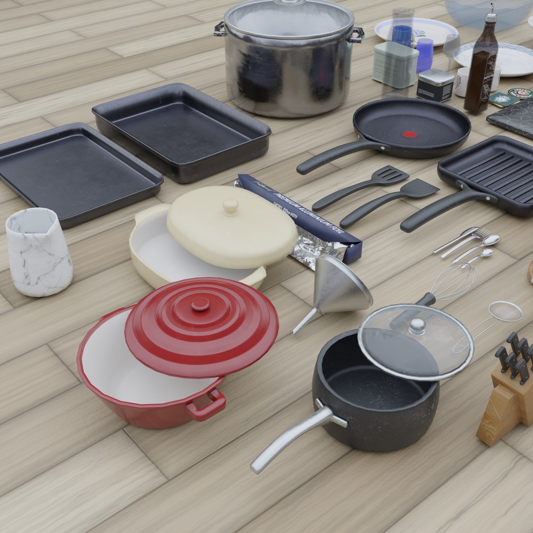 62 Kitchen Props Pack Low Poly Realistic Models With 2K Textures 3D Model - TurboSquid 2281060