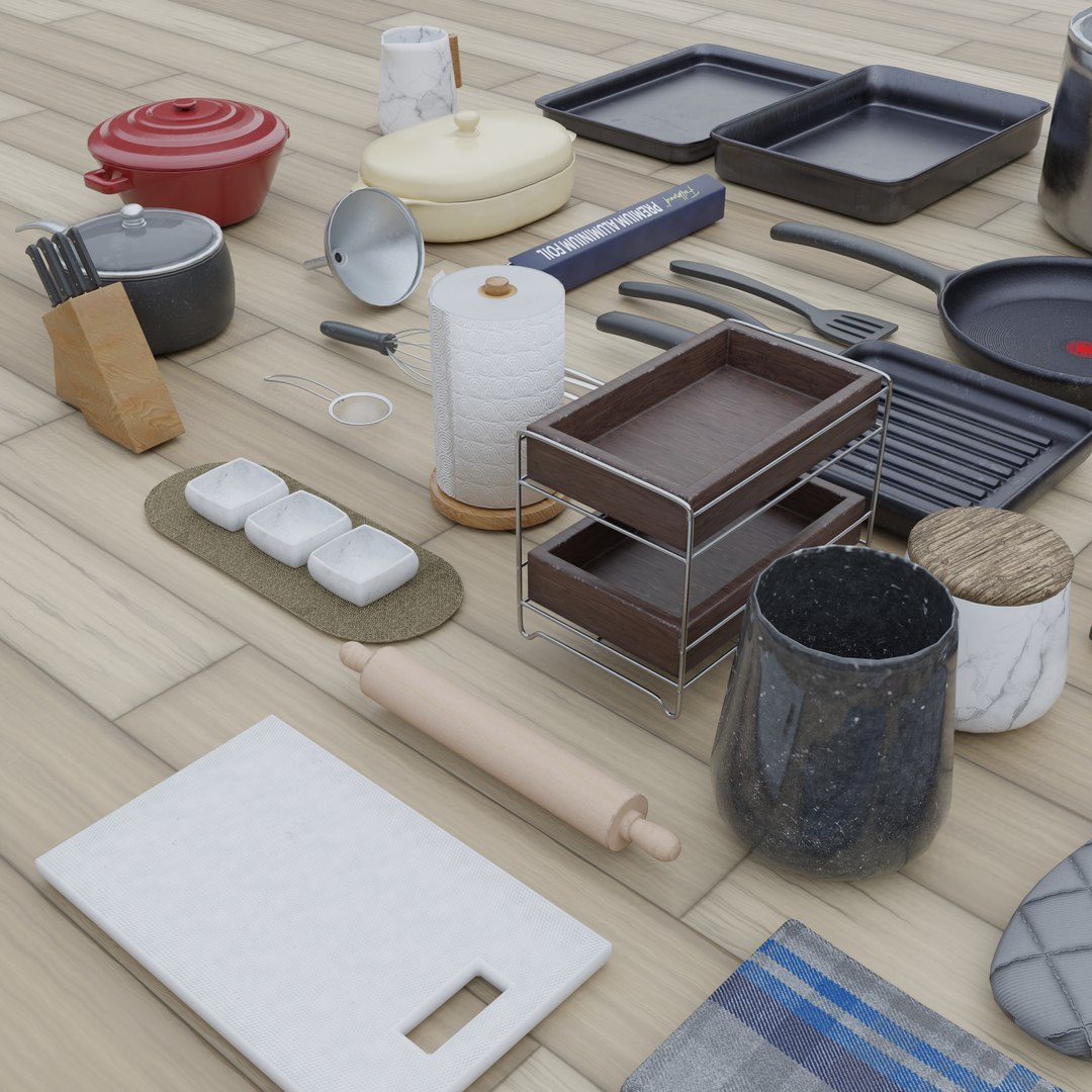 62 Kitchen Props Pack Low Poly Realistic Models With 2K Textures 3D ...