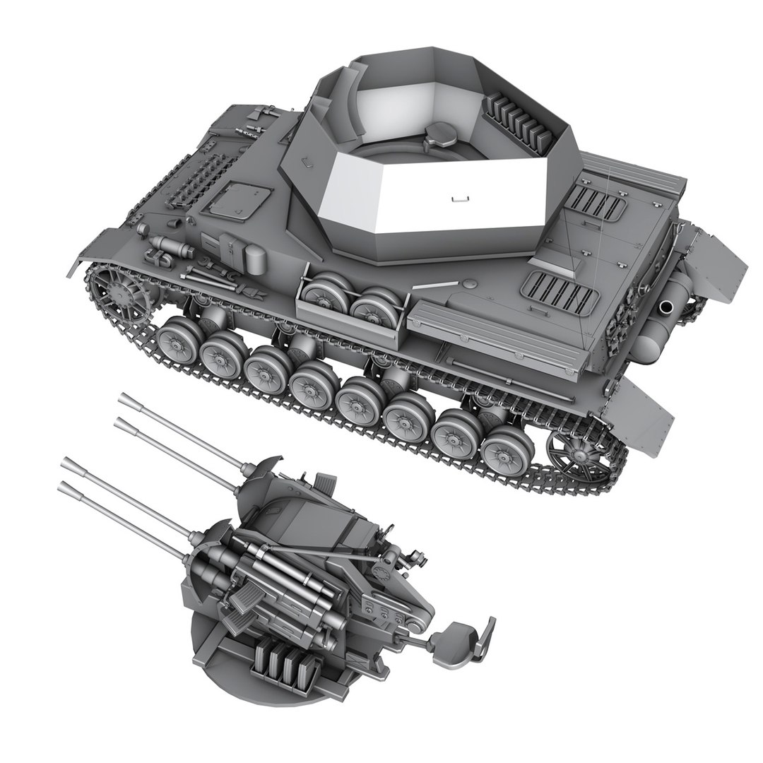 3d german flakpanzer - wirbelwind model