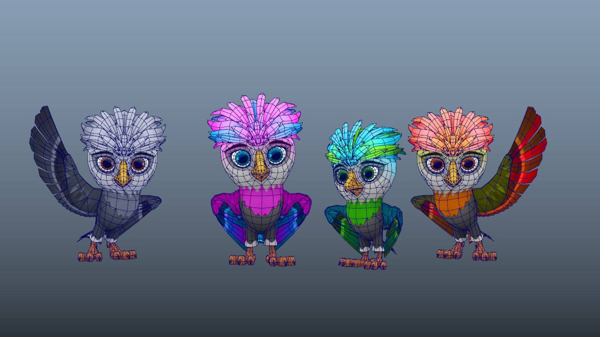 Cartoon birds pack animations model - TurboSquid 1634950