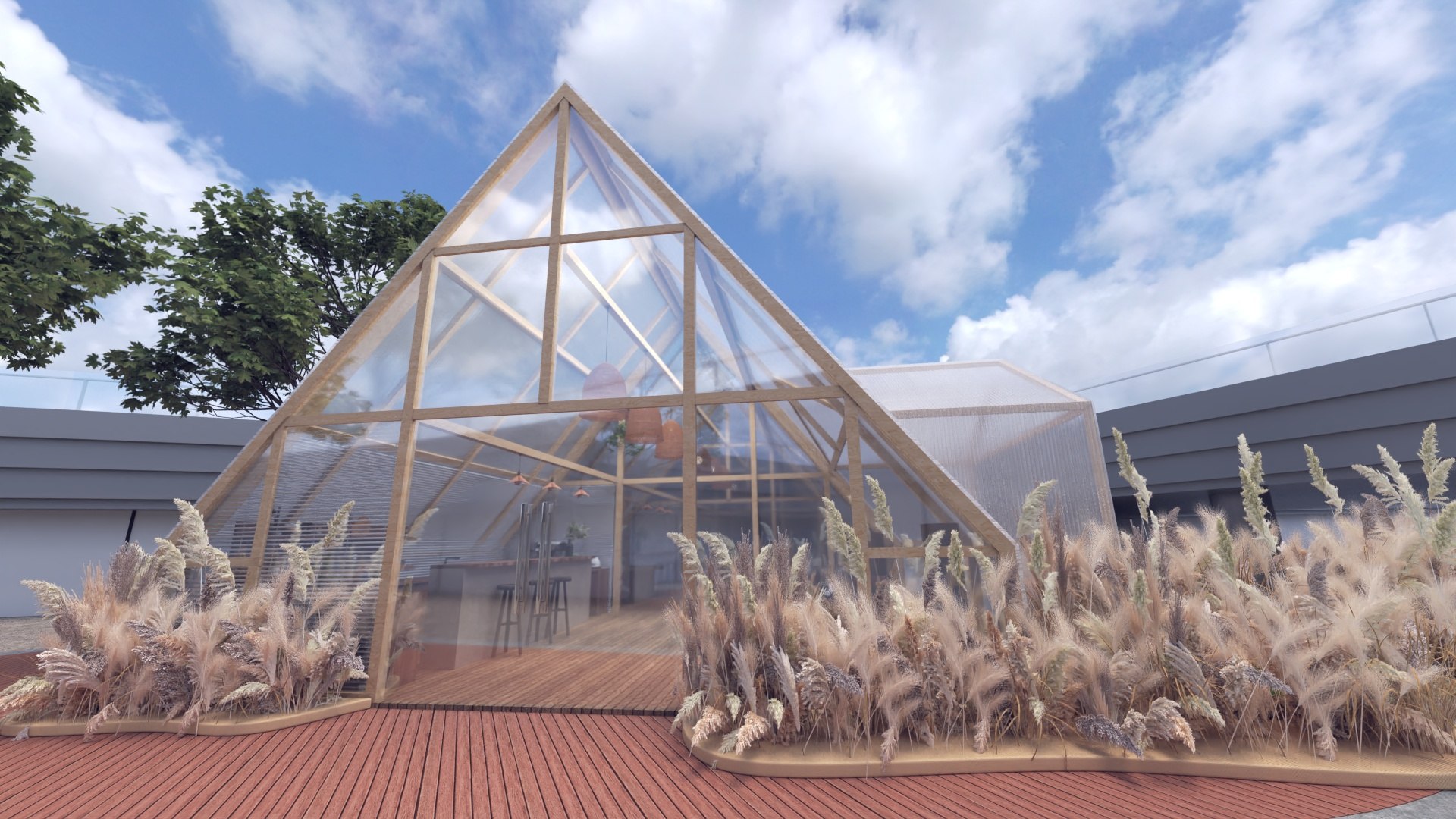 Shopping Mall Triangular Glass House Wooden House 3D Model - TurboSquid ...