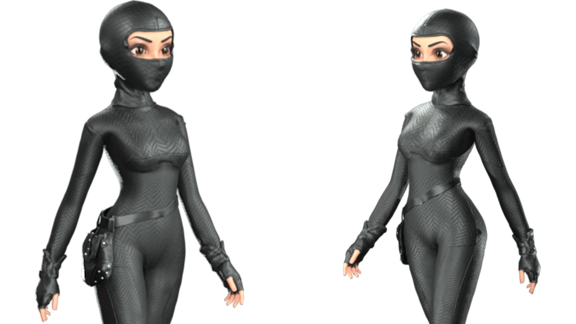 3D Cartoon Rigged Bad Girl Thief Character 3D Model - TurboSquid 2236950