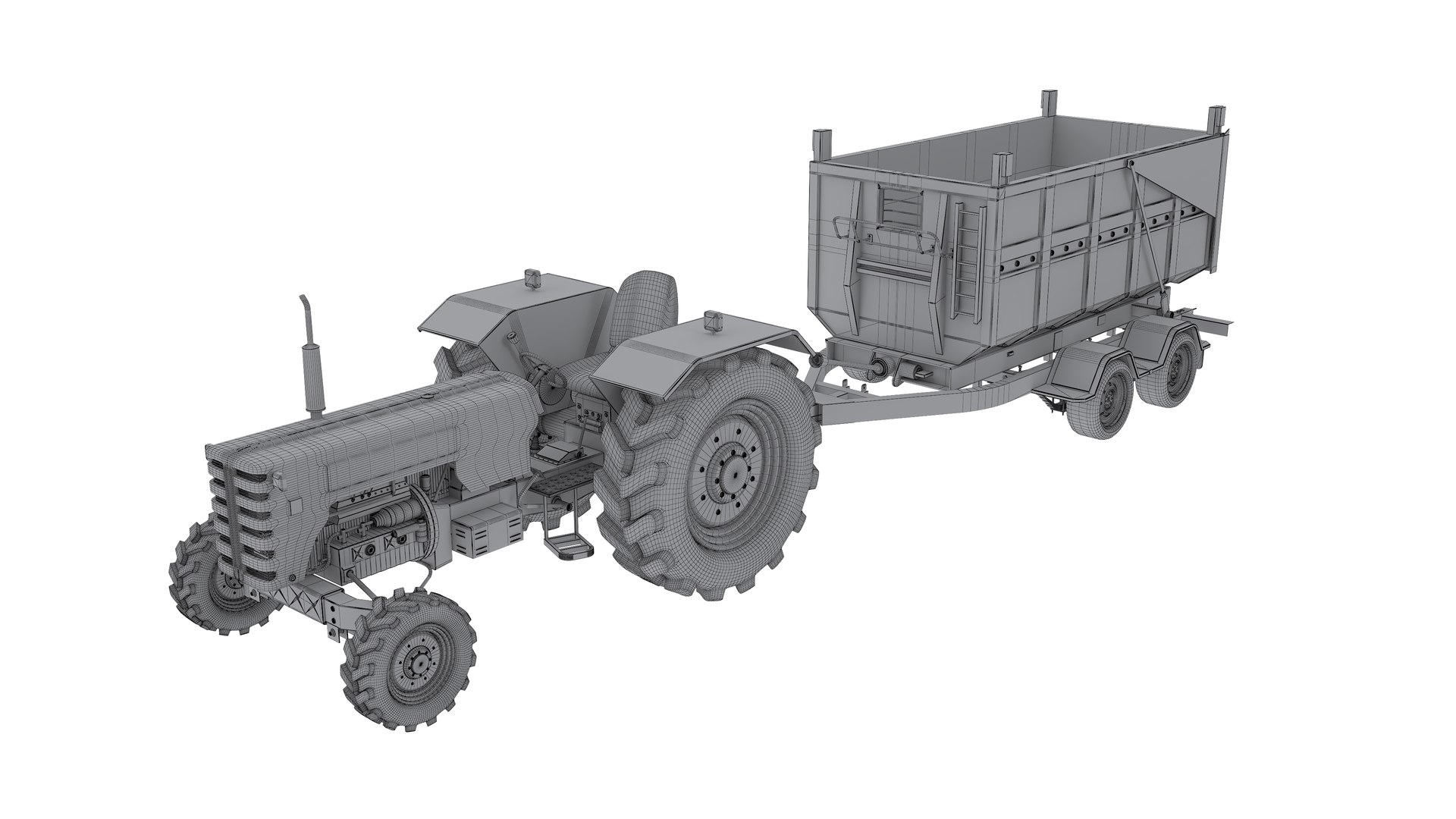 3D Model Tractor With Body Tipper Trailer - TurboSquid 2242963