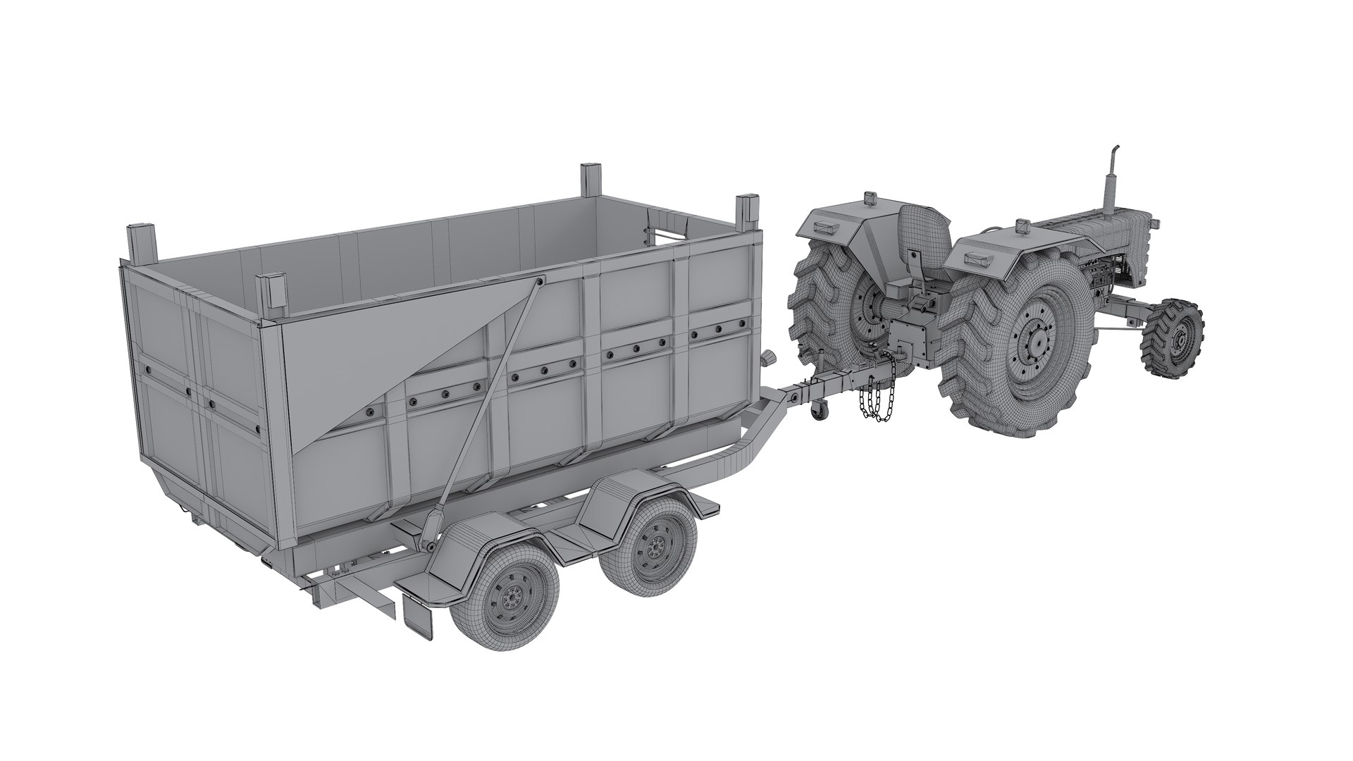 3D Model Tractor With Body Tipper Trailer - TurboSquid 2242963