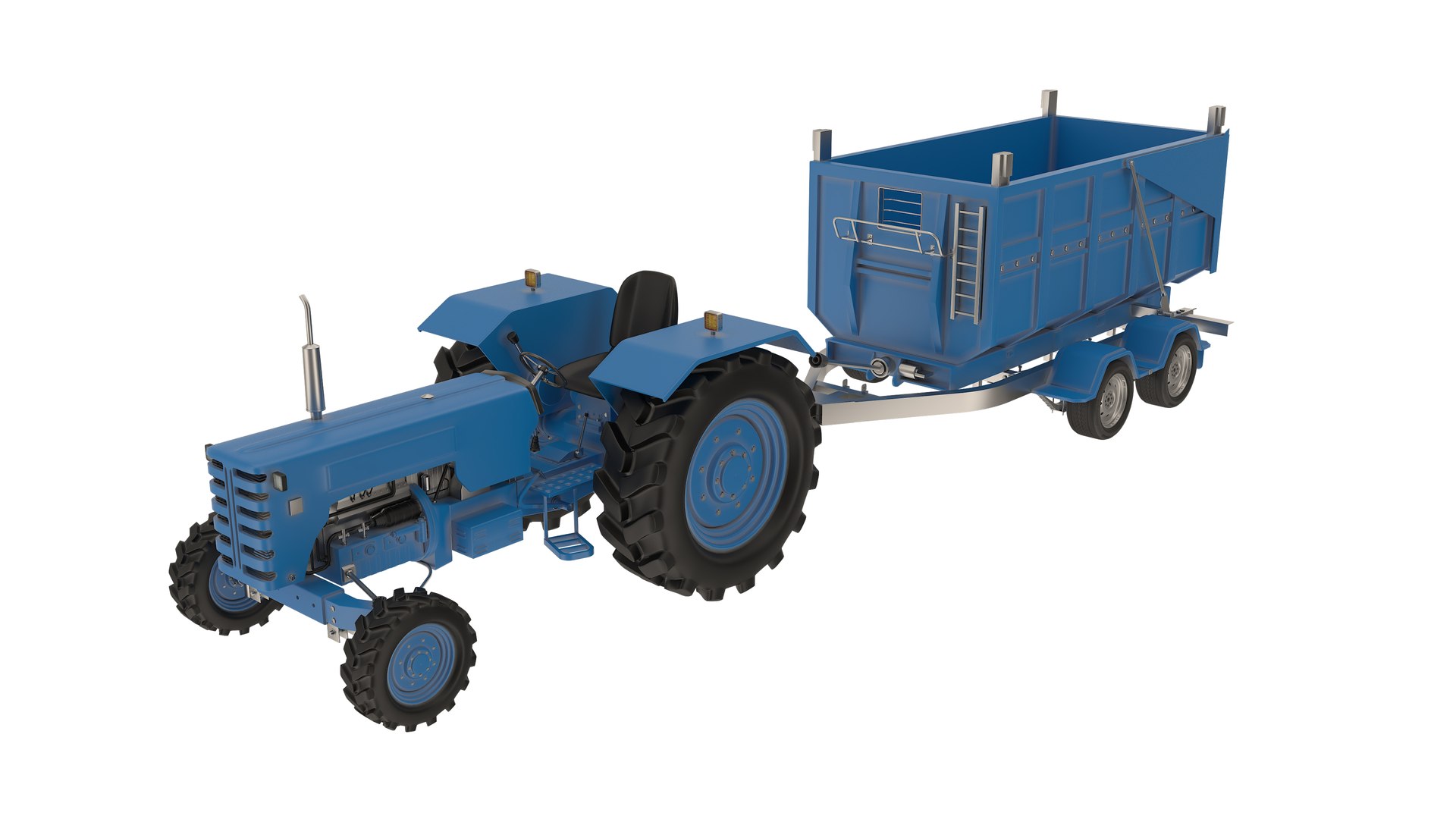 3D Model Tractor With Body Tipper Trailer - TurboSquid 2242963