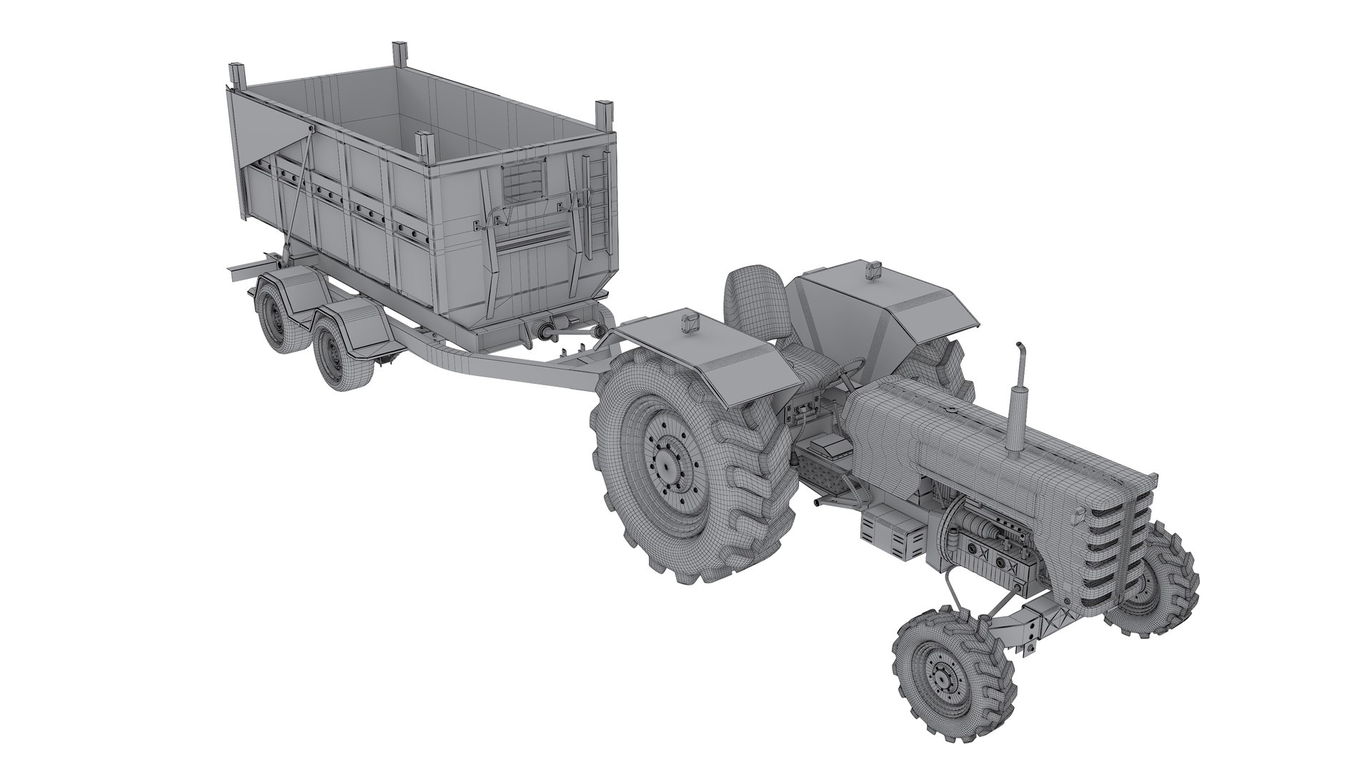 3D Model Tractor With Body Tipper Trailer - TurboSquid 2242963
