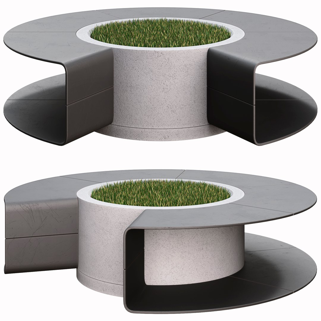 Round Concrete Bench 3D - TurboSquid 1858587