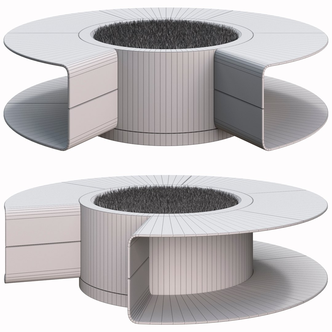 Round Concrete Bench 3D - TurboSquid 1858587