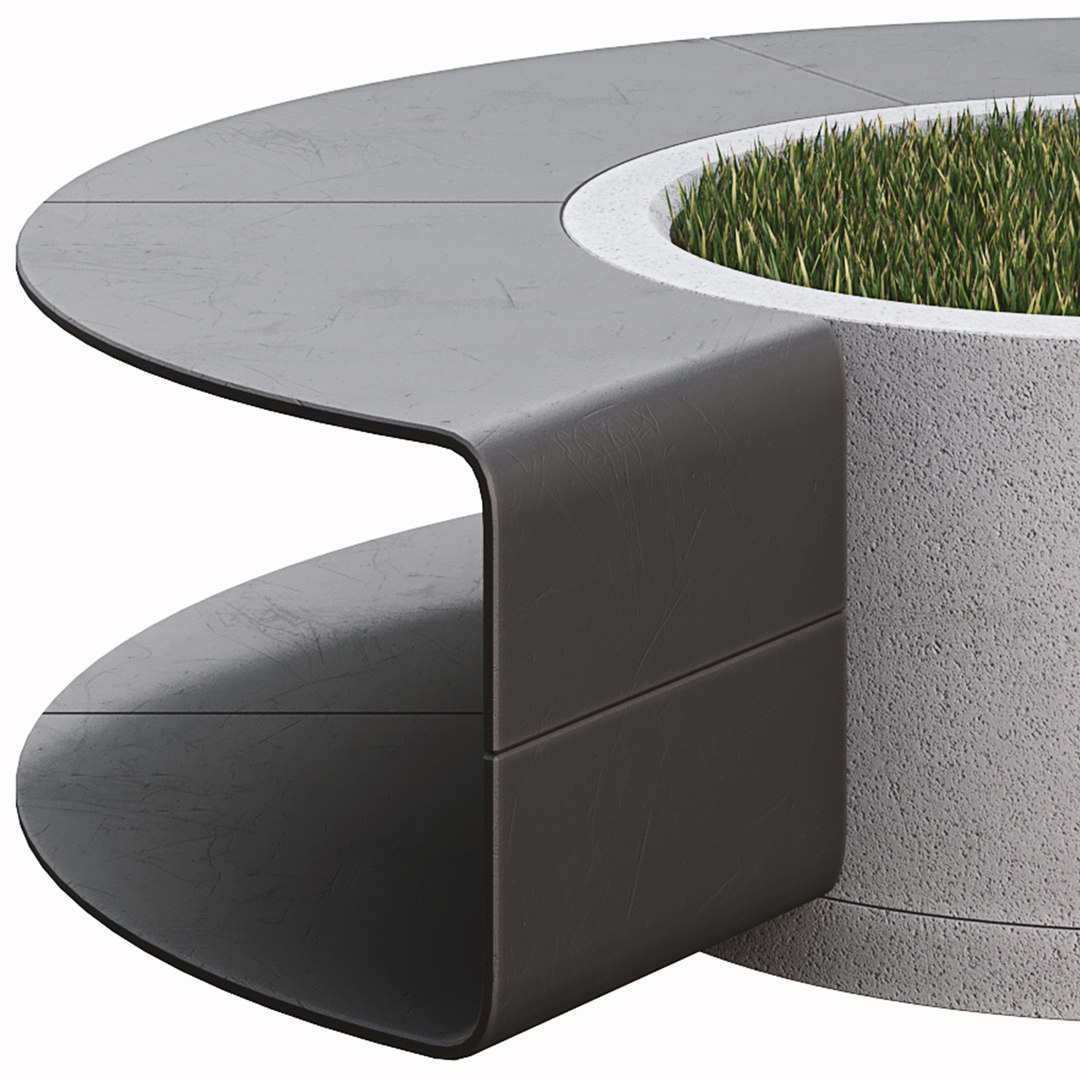 Round Concrete Bench 3D - TurboSquid 1858587