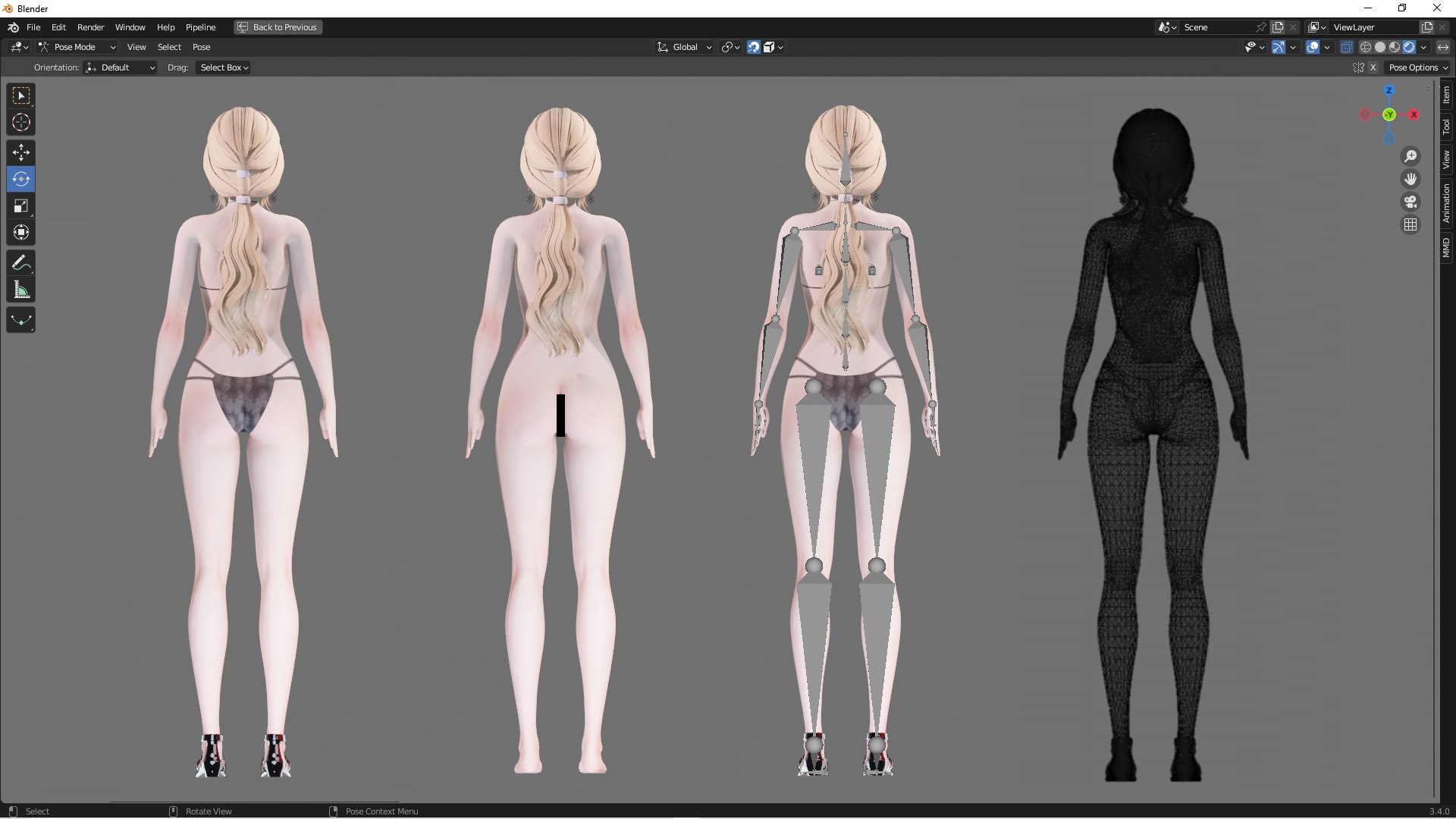 Bikini Clothes 0019 - Rig - Unreal - Unity - Blender - Animated - Realistic Female Character 3D ...