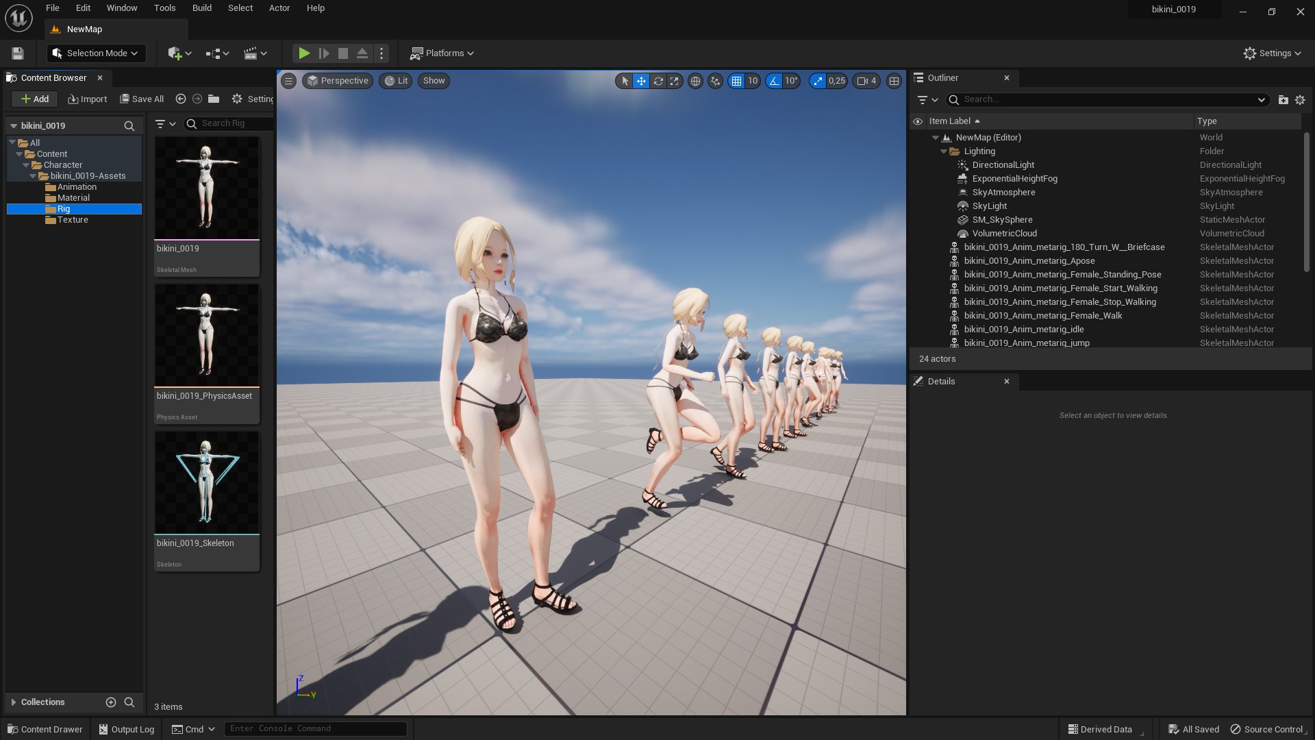 Bikini Clothes 0019 - Rig - Unreal - Unity - Blender - Animated - Realistic Female Character 3D ...