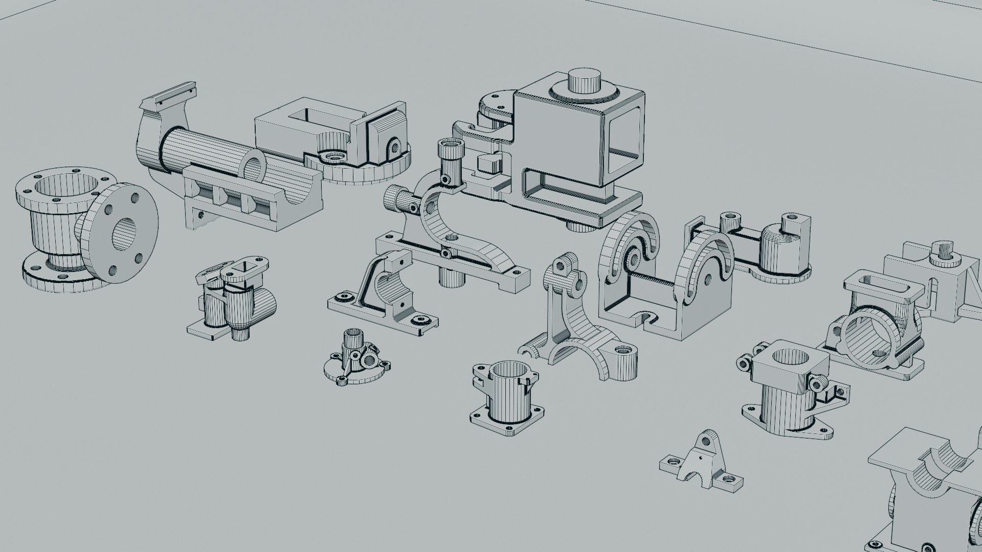 Building Blocks Kit Casted Parts Hard Surface GOLD V10 3D Model ...