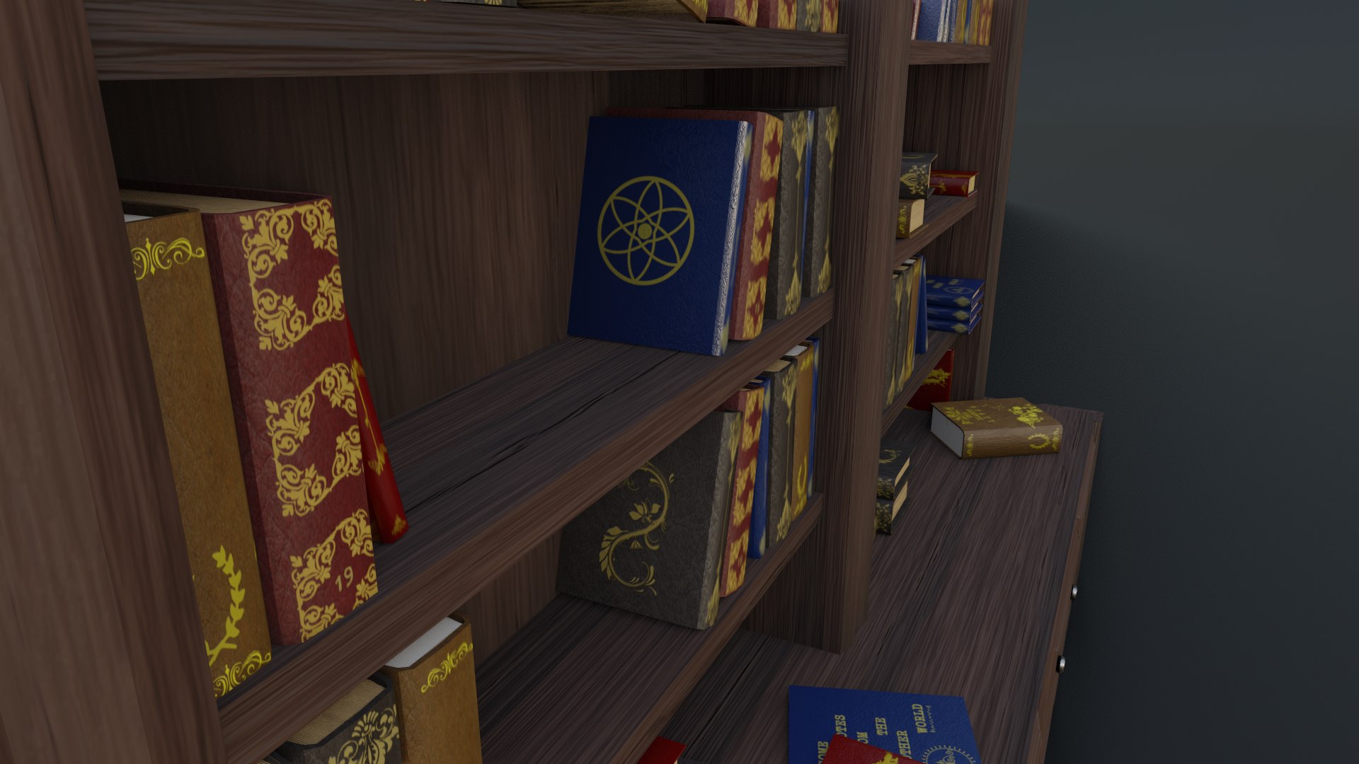 3D Old Bookshelf And Books - TurboSquid 1963922