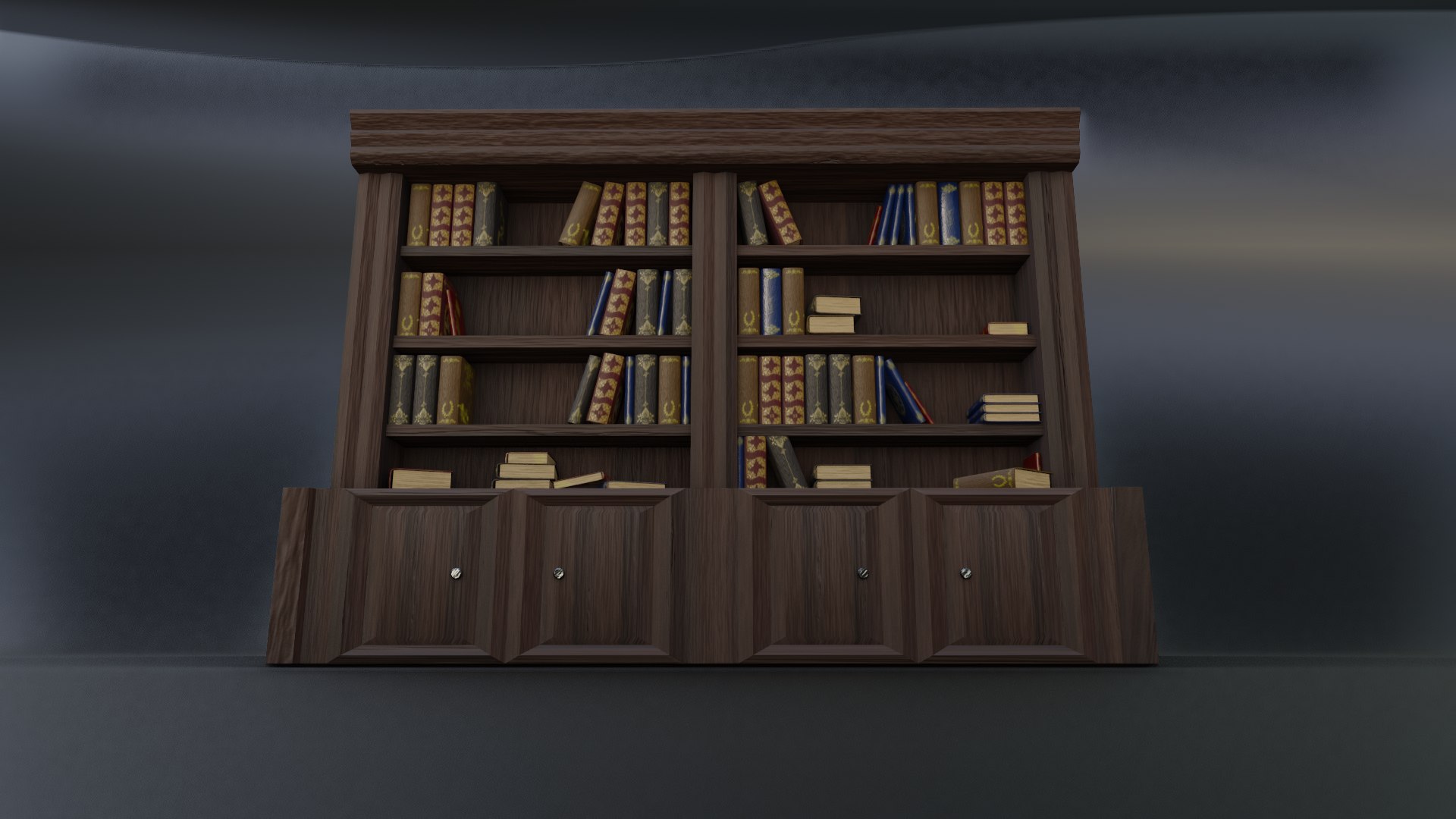 3D Old Bookshelf And Books - TurboSquid 1963922