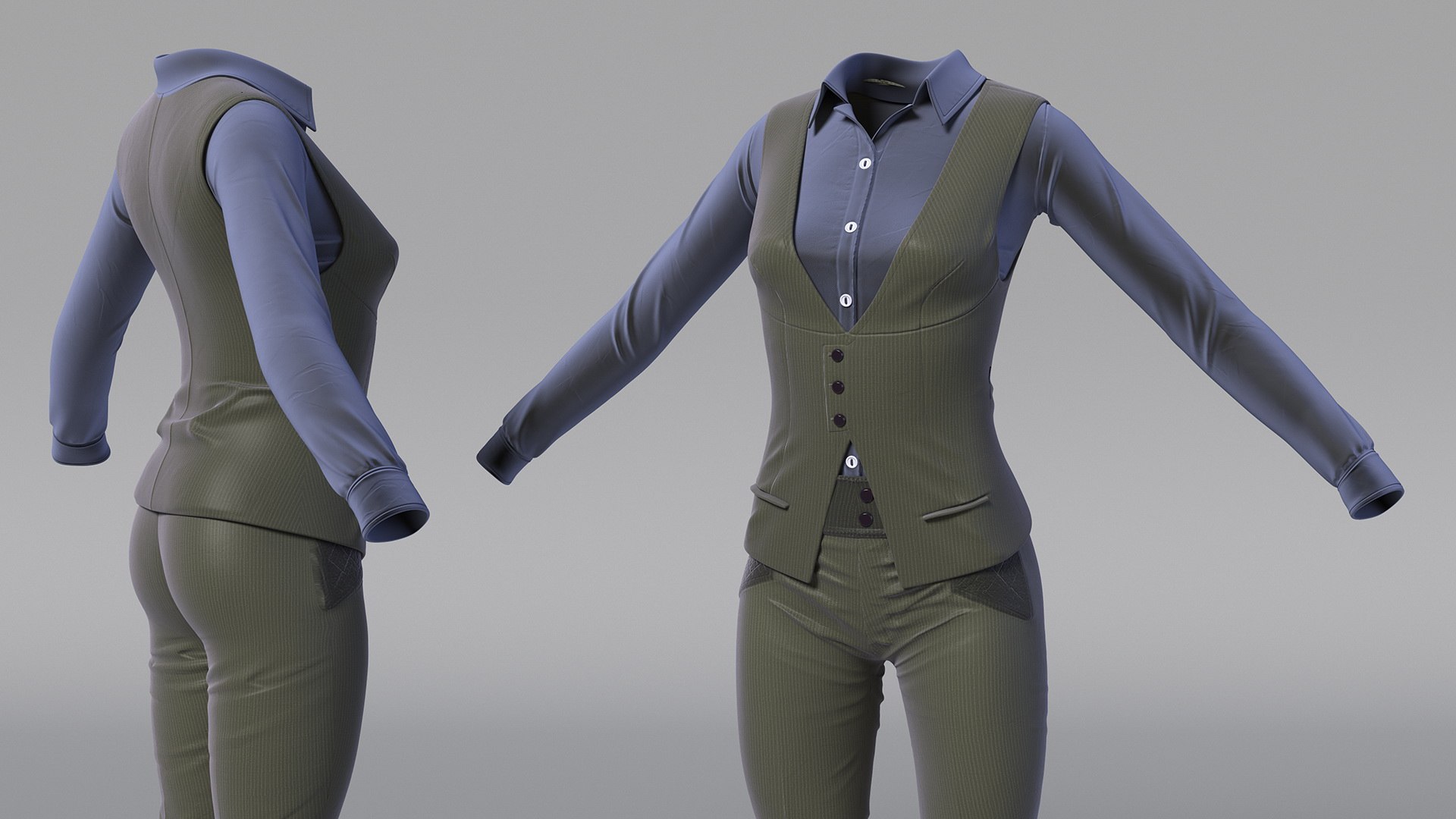3D Formal Attire Suit For Women - TurboSquid 2217435