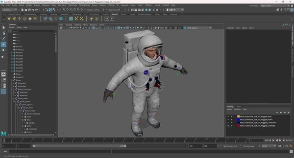 3D модель Костюм астронавта NASA A7L, приспособленный для Maya ...