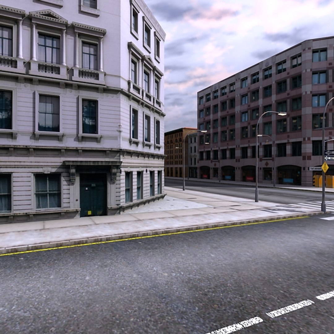 City Scene Road Street Obj