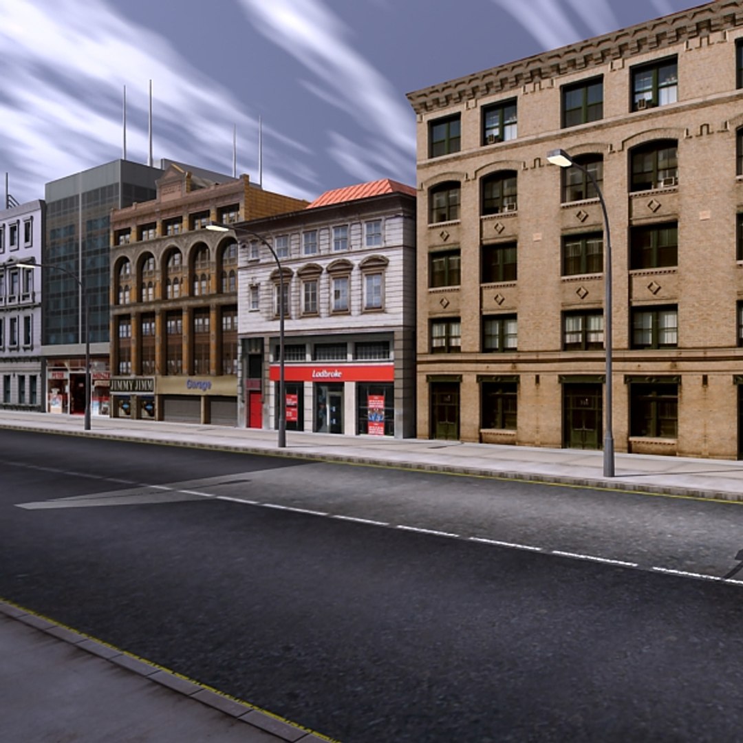 City Scene Road Street Obj