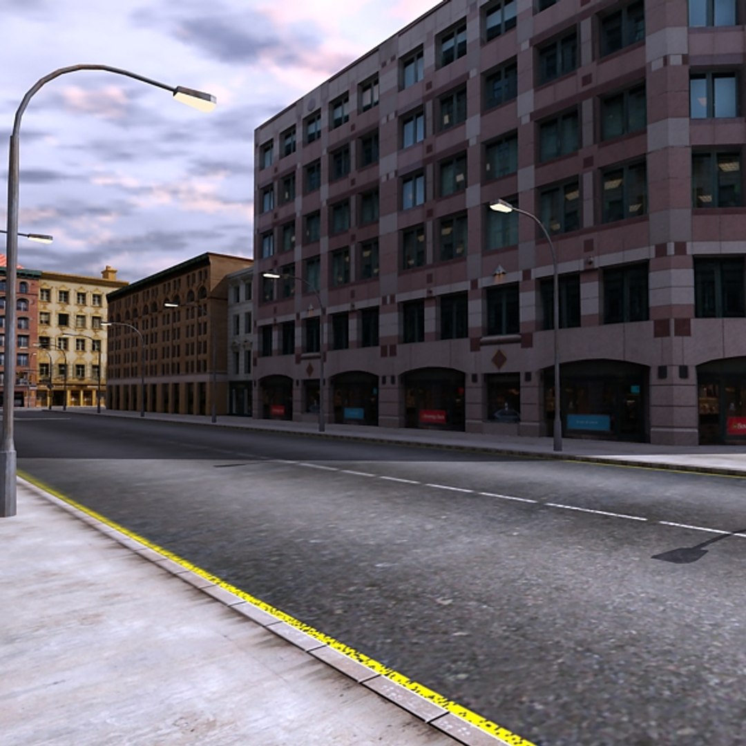 City Scene Road Street Obj