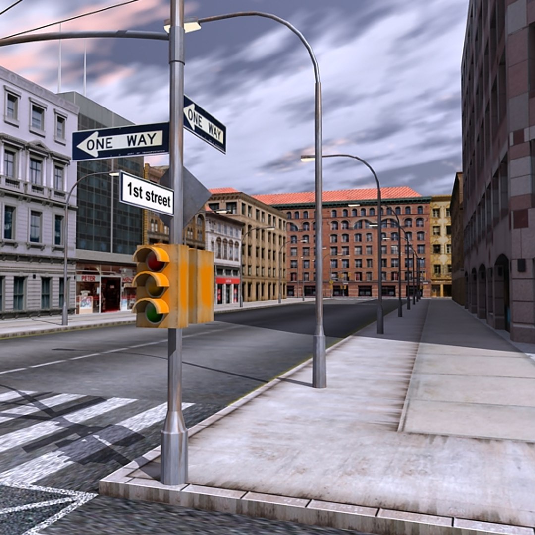 City Scene Road Street Obj