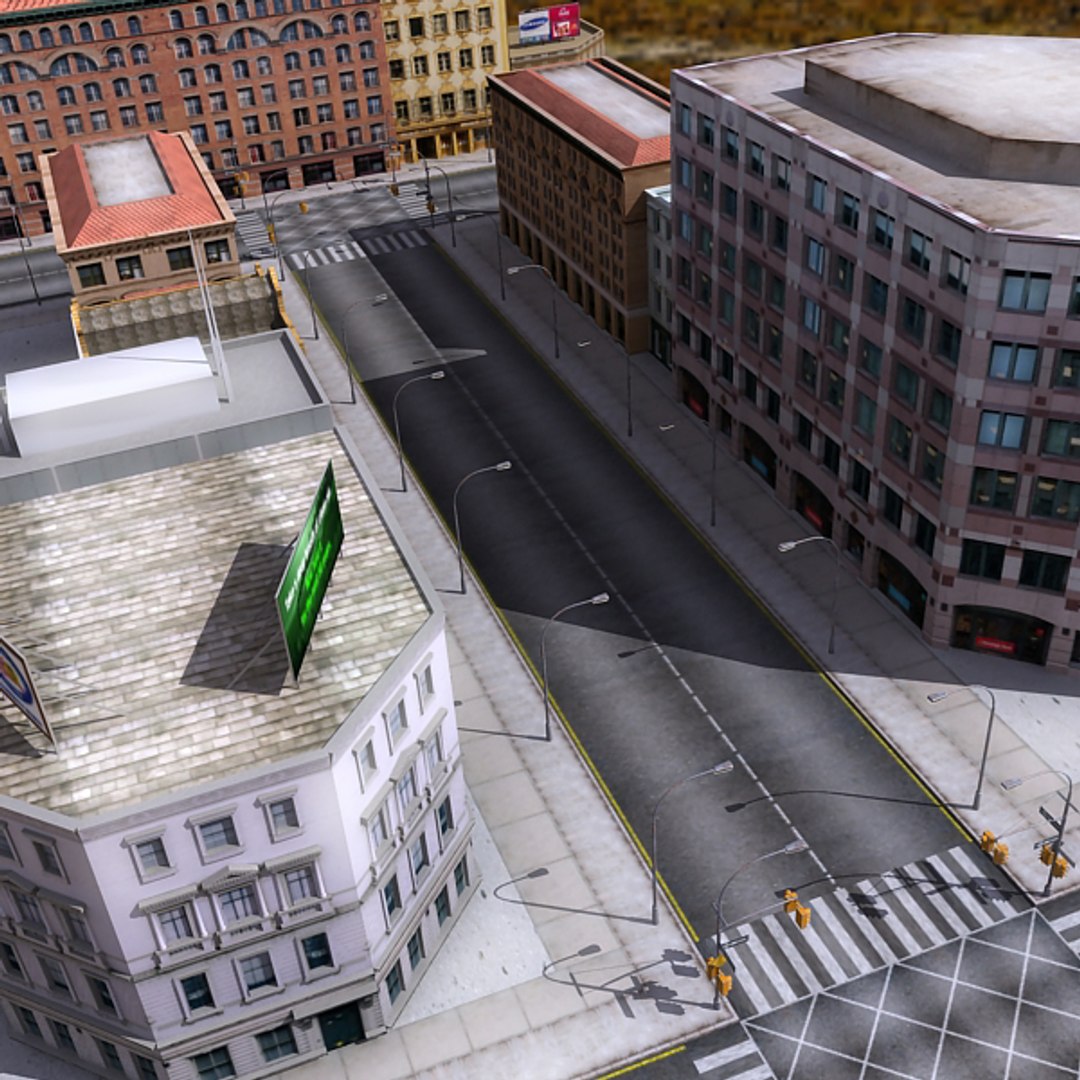 City Scene Road Street Obj