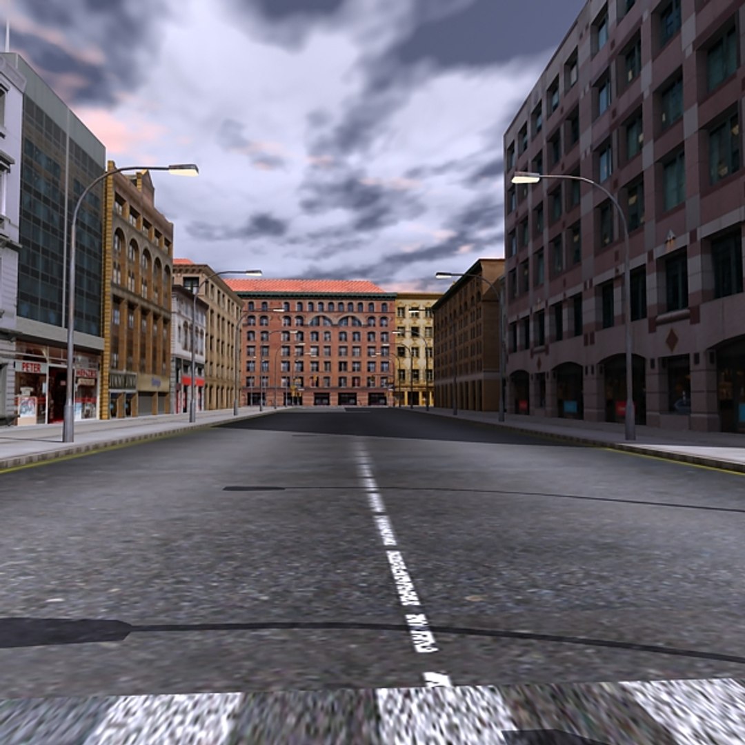 City Scene Road Street Obj