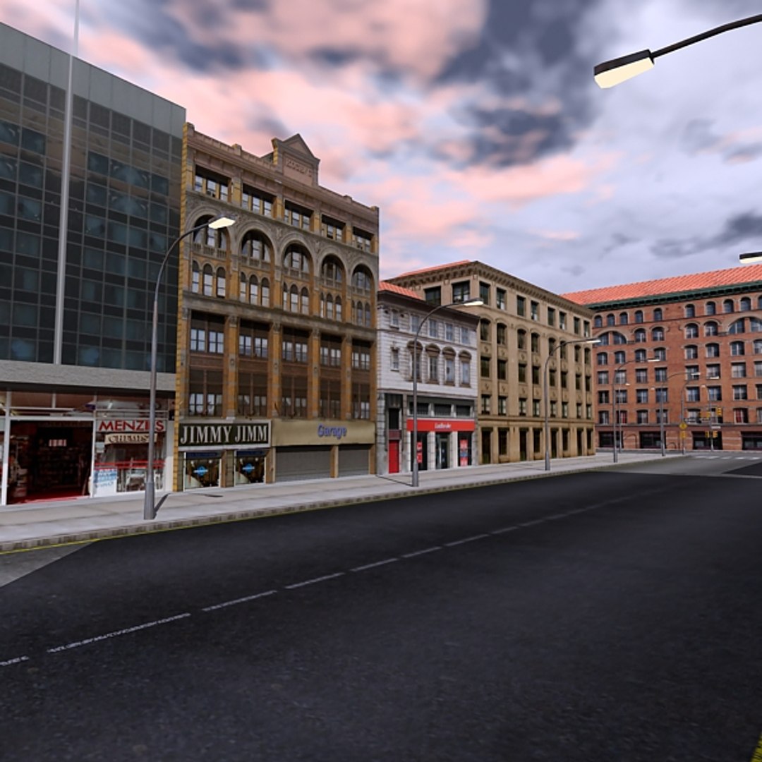City Scene Road Street Obj