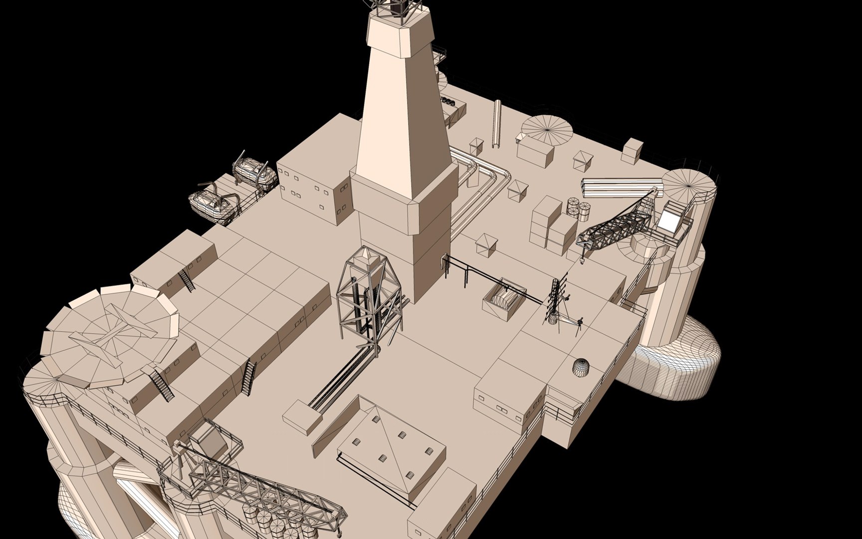 3d Model Of Offshore Oil Rig Platform