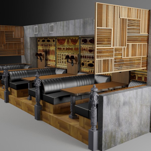 3d eclectic booth seating