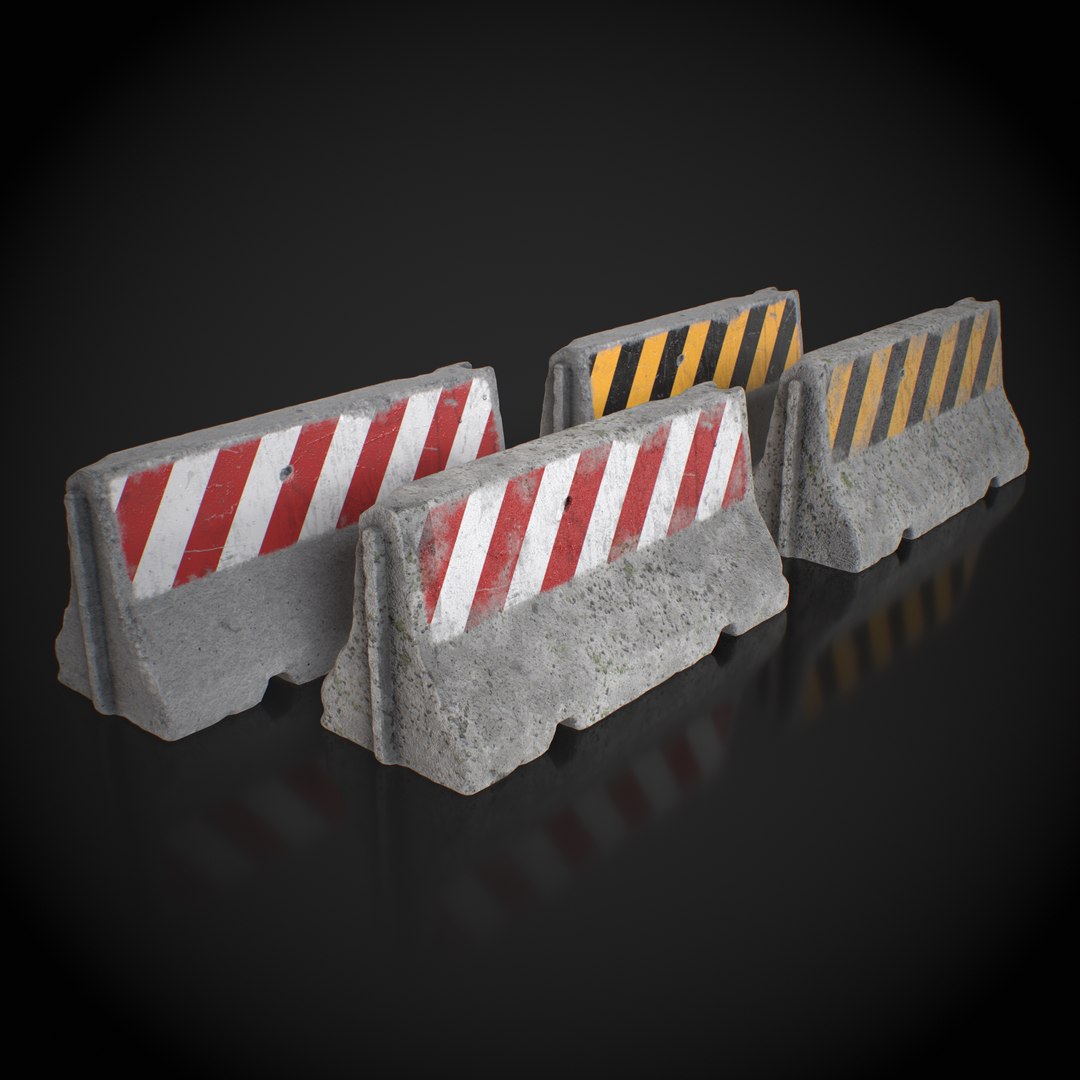 Concrete Barrier Blocking Road 3D Model - TurboSquid 2231786