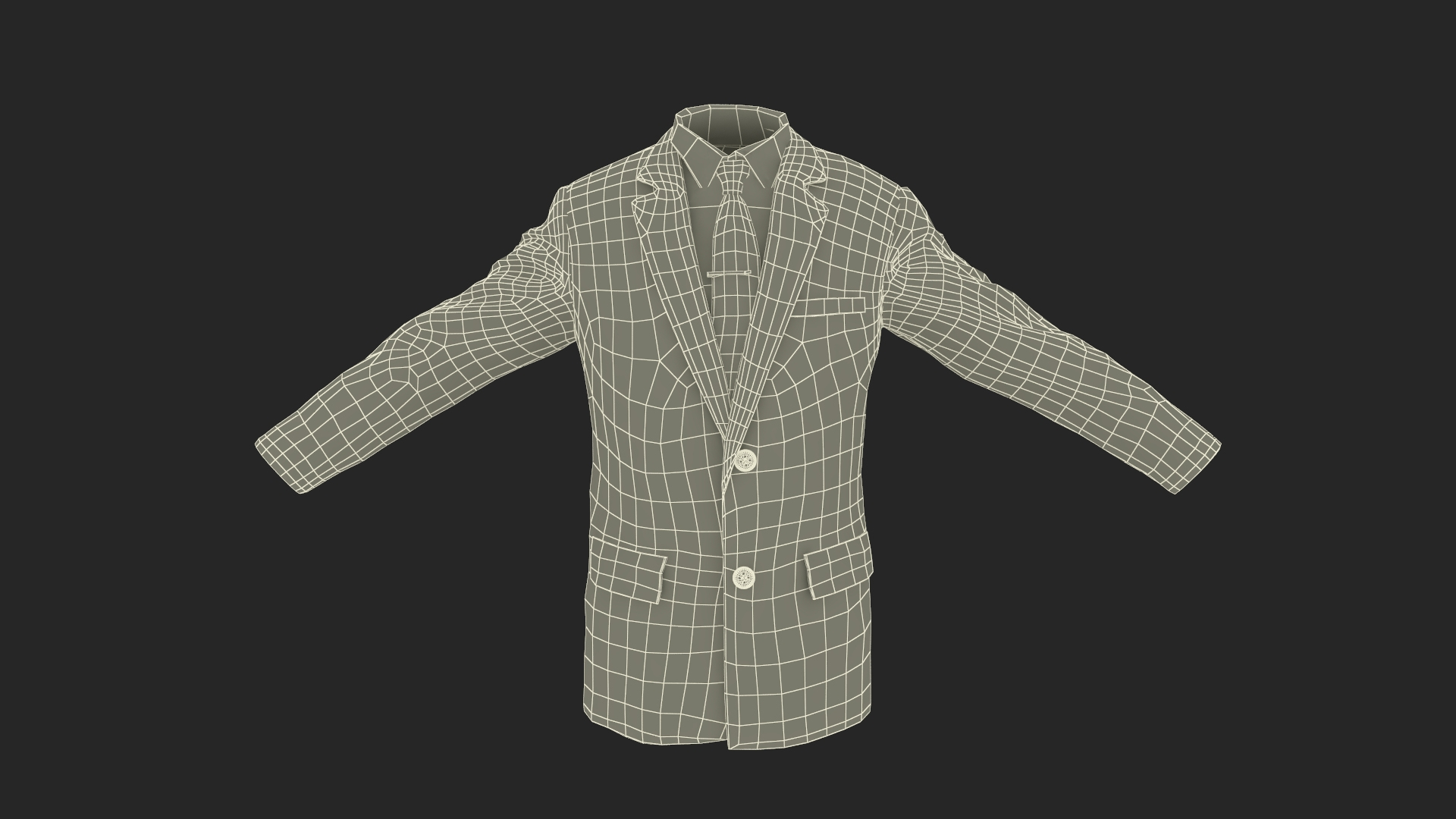3D Business Uniform Jacket Suit Tie Model - TurboSquid 2230239