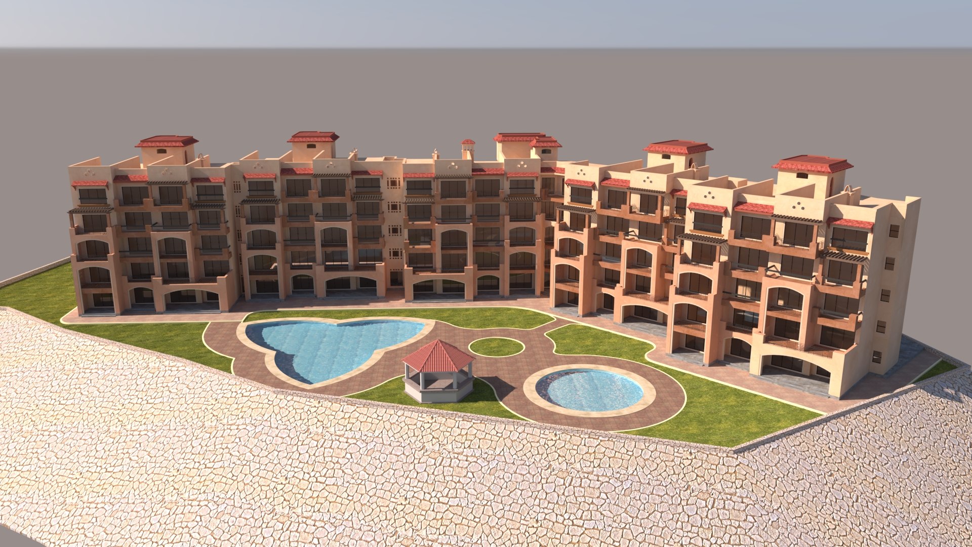 Resort Hotel 3D Model - TurboSquid 1968556
