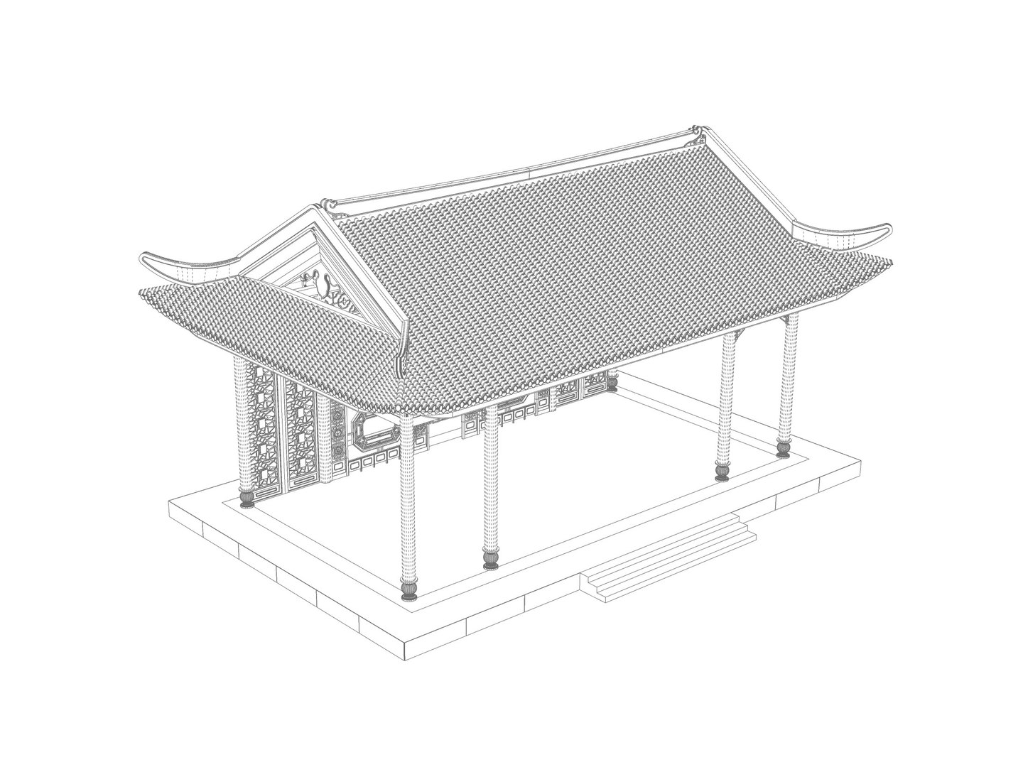 Traditional Chinese Ractangular Pavilion Model - TurboSquid 2049077
