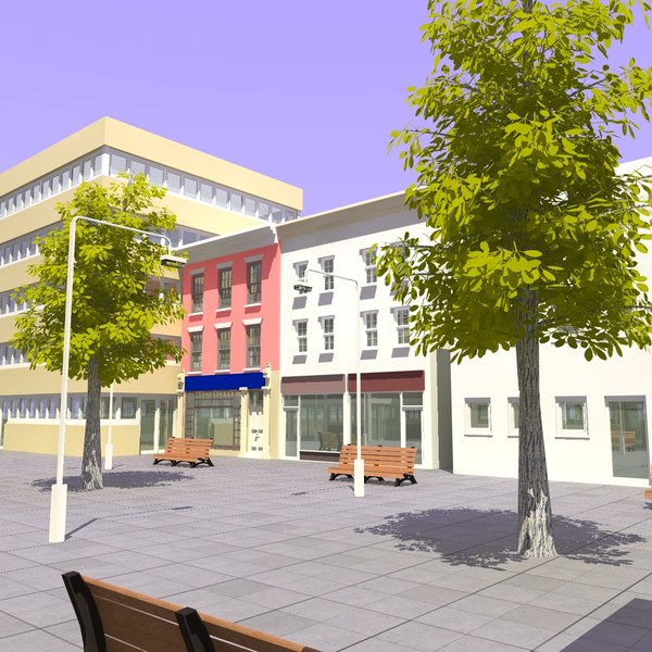 3d model shopping center street