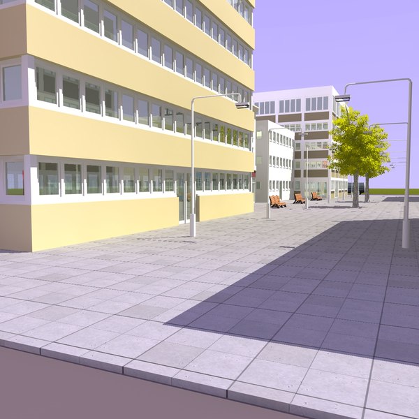 3d model shopping center street