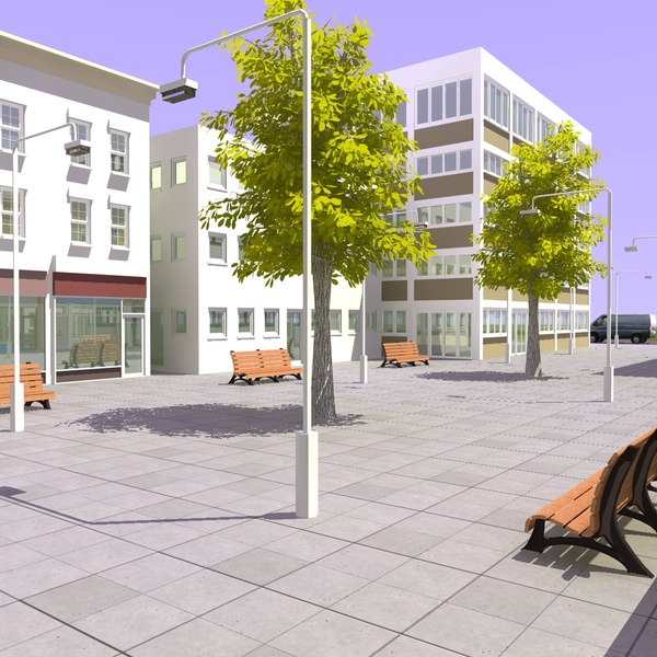 3d model shopping center street