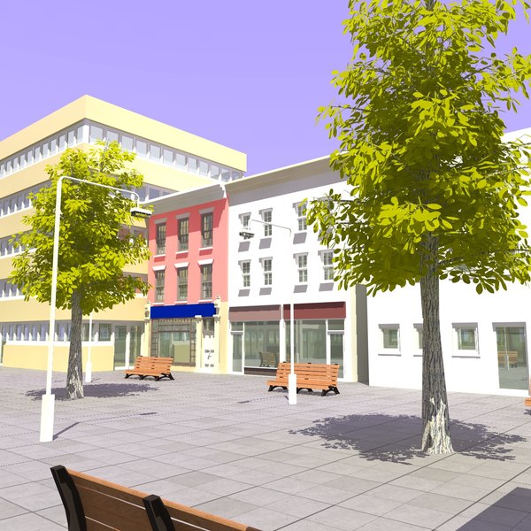 3d model shopping center street