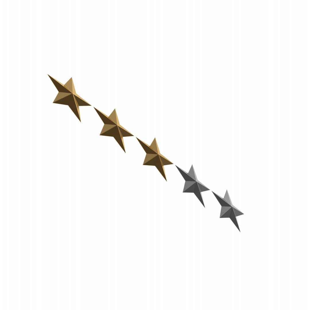 Gold Three Stars Rating 3D Model - TurboSquid 2113442